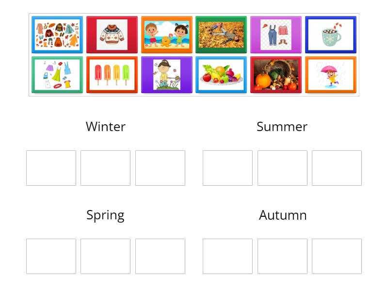 Seasons matching game - Group sort