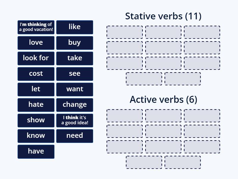 UCS Elem U5 Stative and dynamic verbs - Group sort
