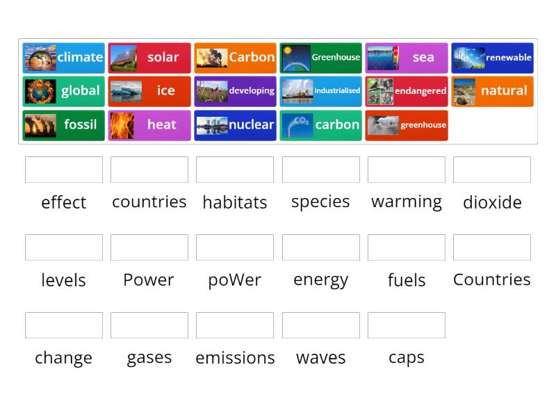Matching Global warming phrases - Match up