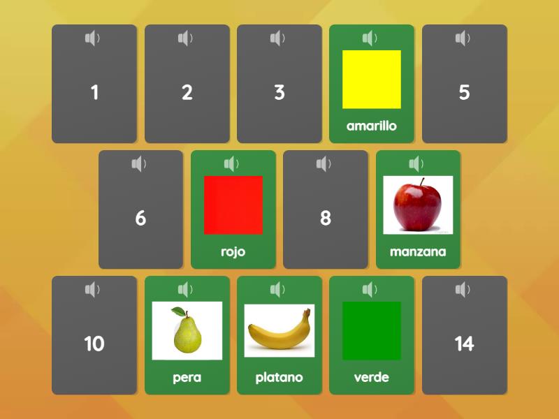 Memorice de colores y frutas - Matching pairs