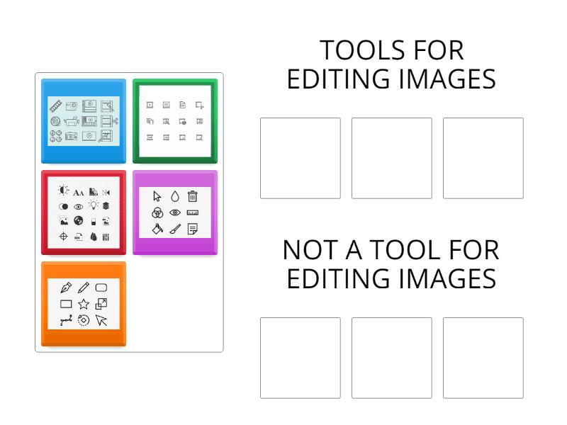 SORT IT OUT. Look at the board/display showing various tools used for ...