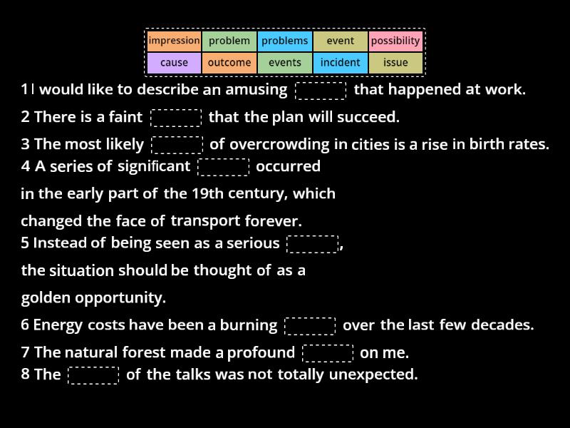 Risk Vocabulary - Collocations - Missing word