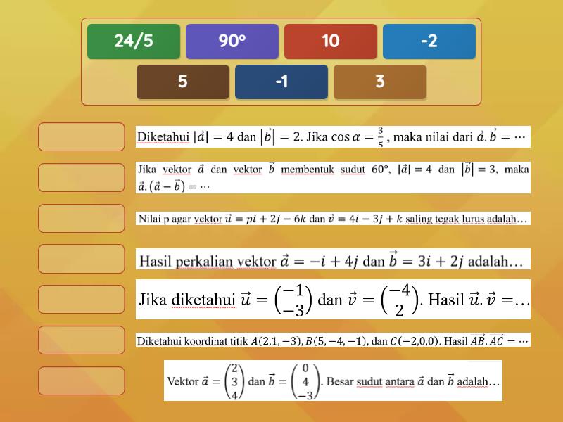 Latihan Soal Vektor Dot Product Match Up
