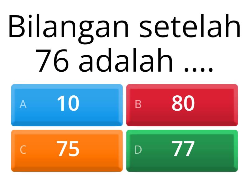 Bilangan sampai dengan 100 - Cuestionario