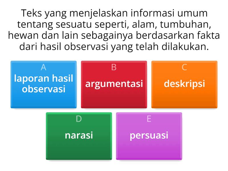 LATIHAN SOAL TEKS LAPORAN HASIL OBSERVASI - Quiz