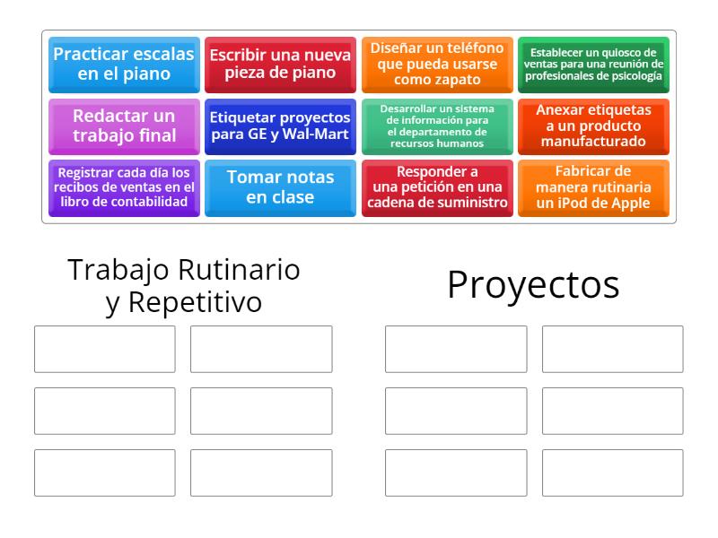 Identificar y comparar el trabajo rutinario de un proyecto - Group sort