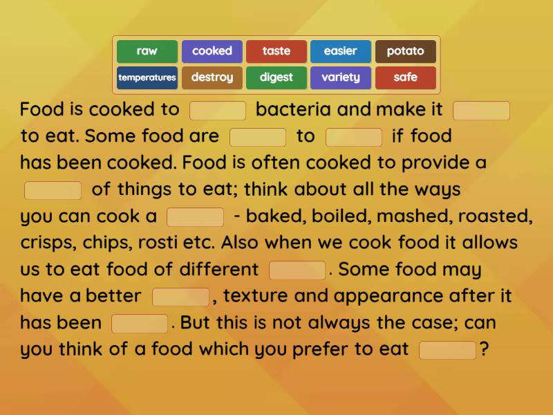 Why We Cook Food Complete The Sentence