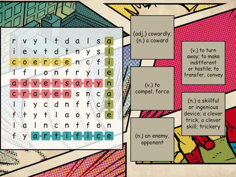 Grade 10 vocabulary (unit 3 Set A 1-5) - Wordsearch