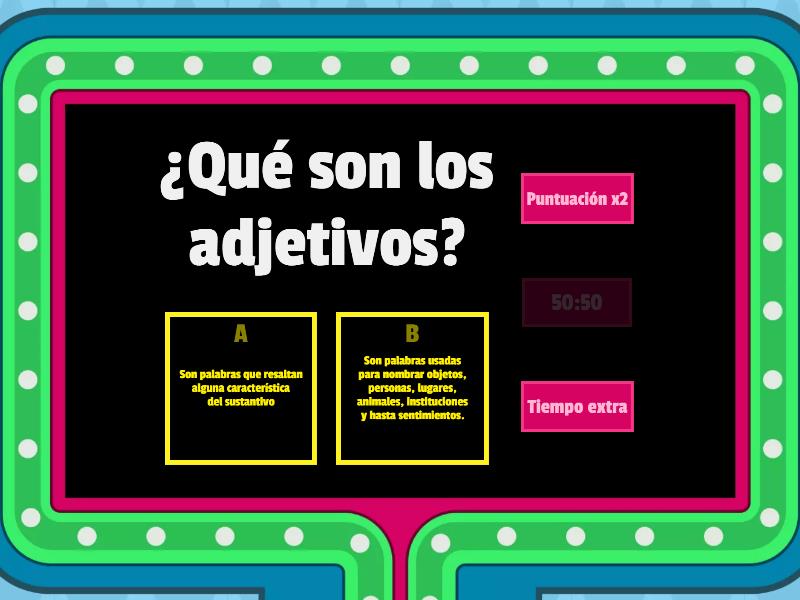 Los adjetivos - Gameshow quiz