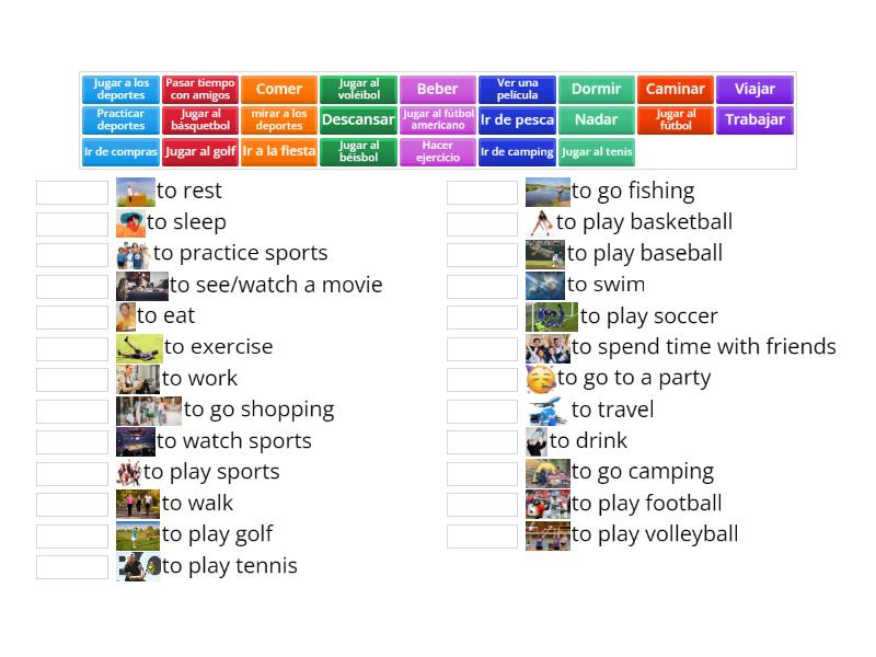 Actividades de Tiempo Libre/Free Time Activities - Match up
