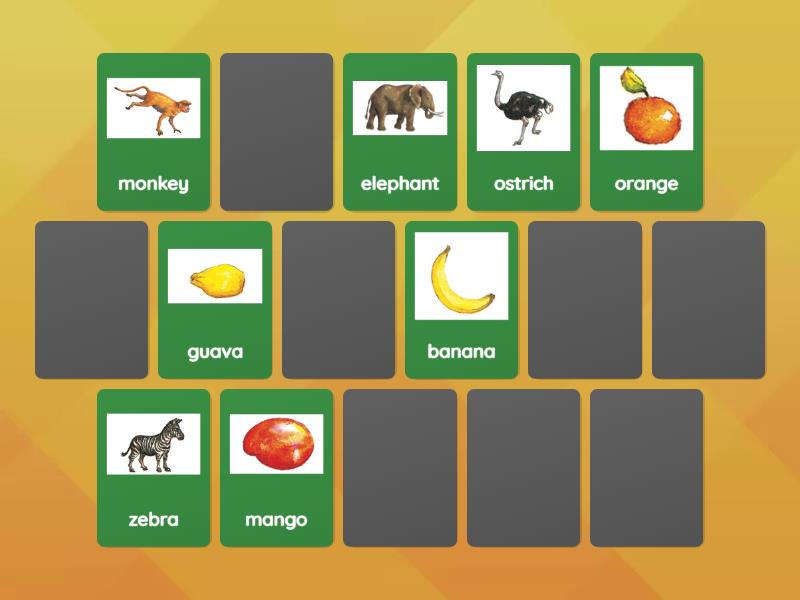 Handa's Surprise- fruit and animal matching - Matching pairs