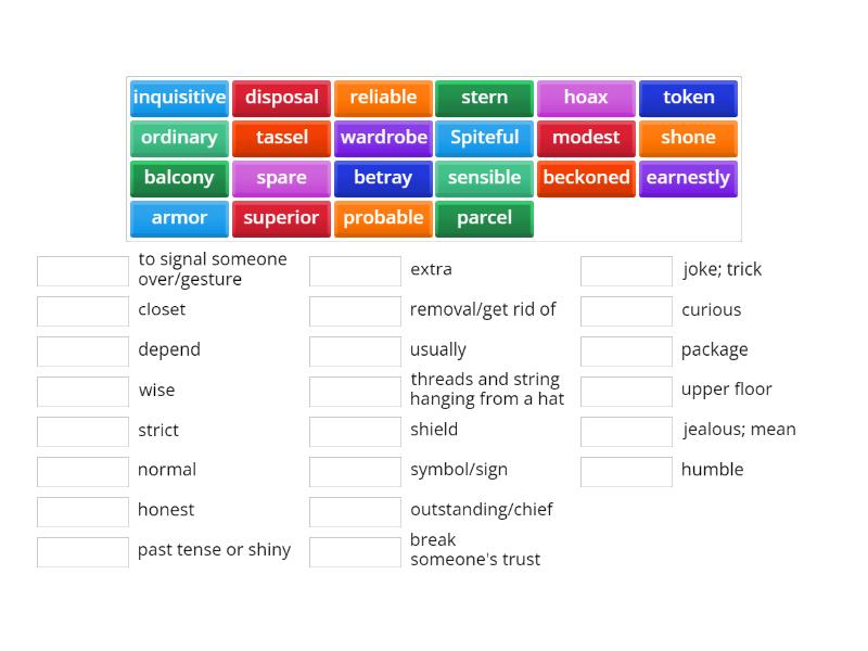 The Lion, the Witch and Wardrobe Vocabulary - Match up