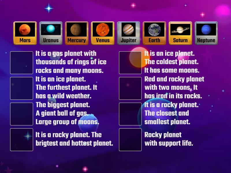 Planets. - Match up