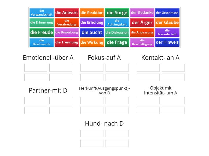 Substantive mit Präpositionen - Group sort