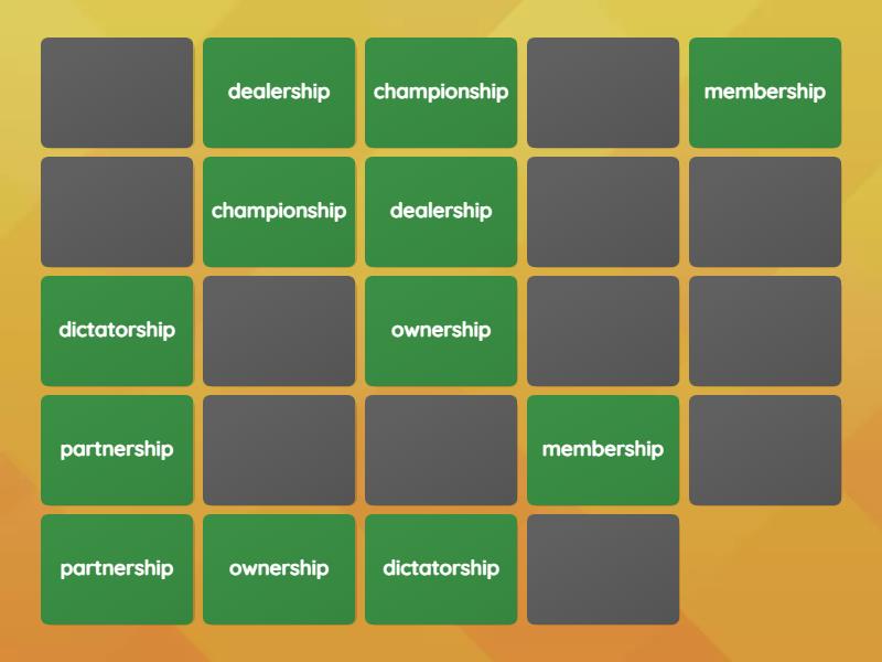 -ship words - Matching pairs