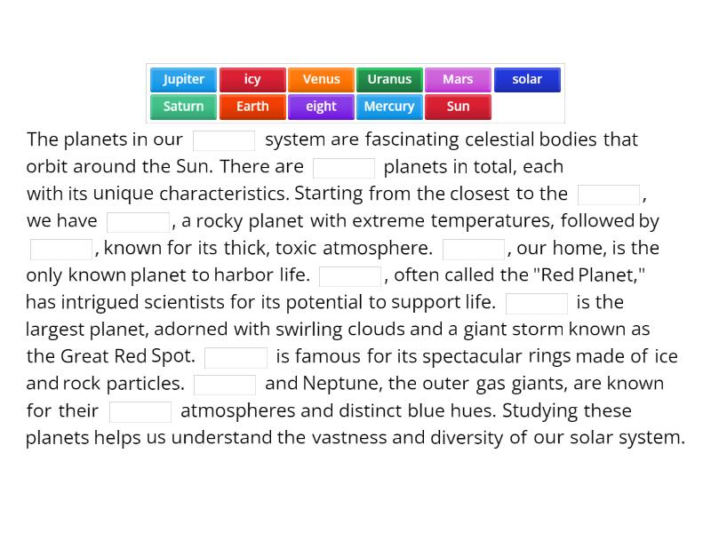Solar system - Complete the sentence