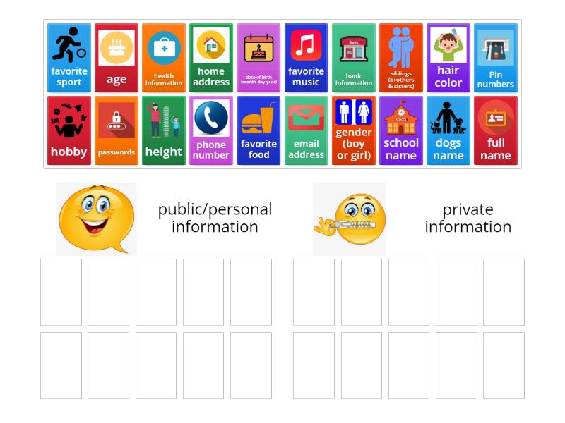 Personal vs Private Information - Group sort