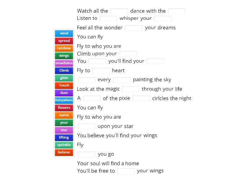 Fly to your heart - Complete the sentence