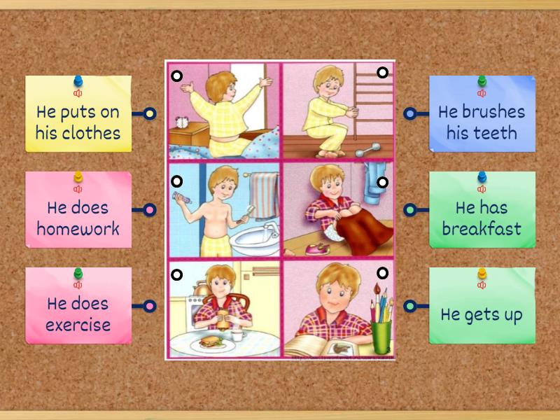 Describe the picture (with audio) - Morning routine (present simple ...