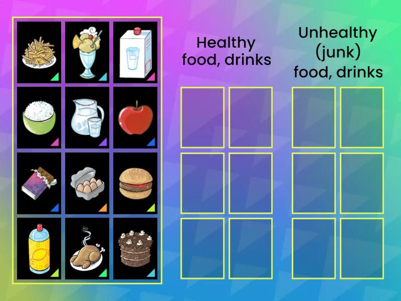 KB2, Unit 6, page 47. Healthy/junk food - Group sort