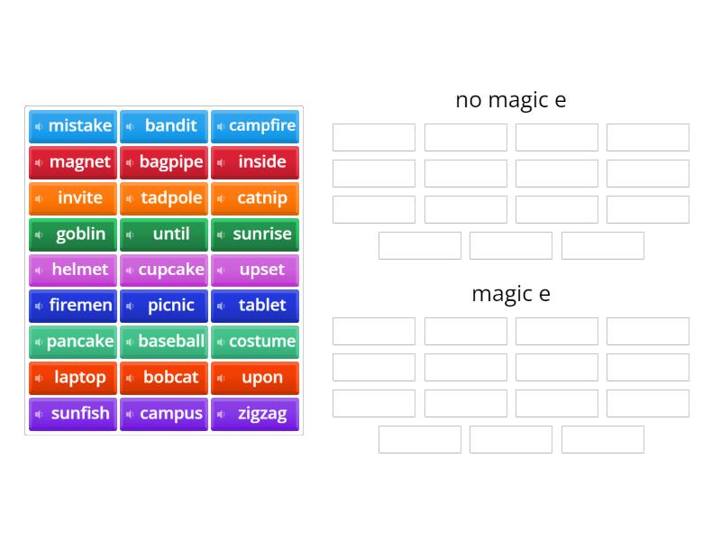 2-Syllable Sort-- magic e or no magic e - Group sort