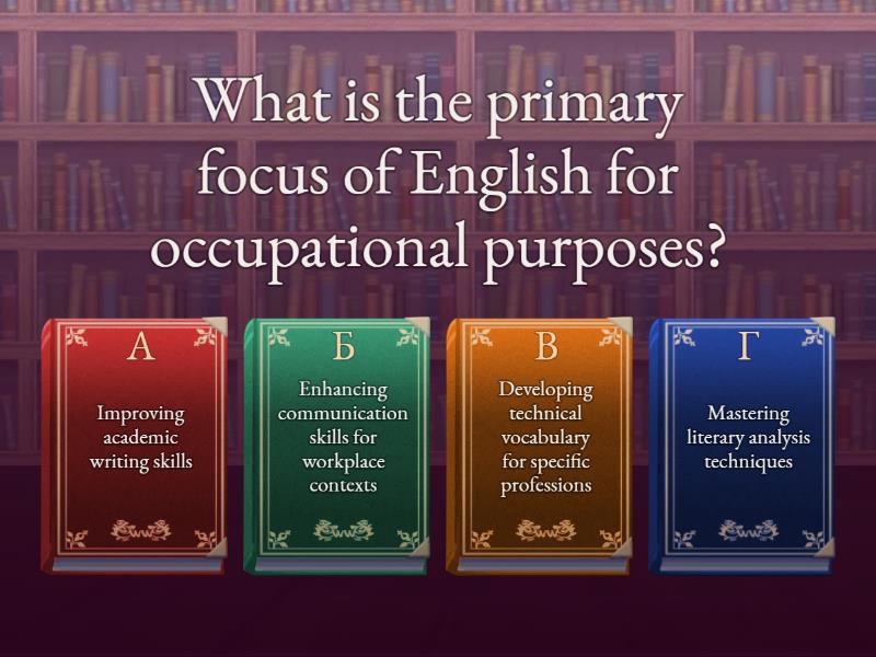 English for Occupational and Academic purposes" - Quiz