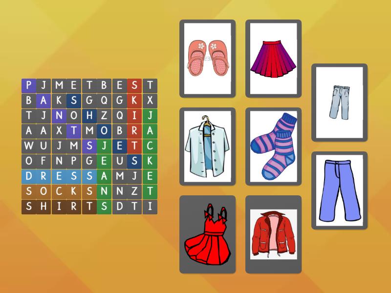 Clothes - Sopa de letras