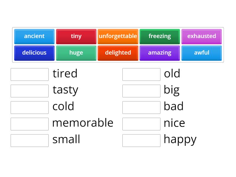 Extreme adjectives - Intermediate 2 (SB page 77) - Match up