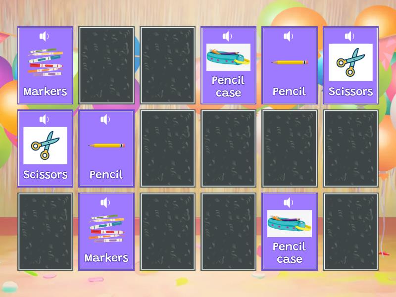 School supplies - Matching pairs