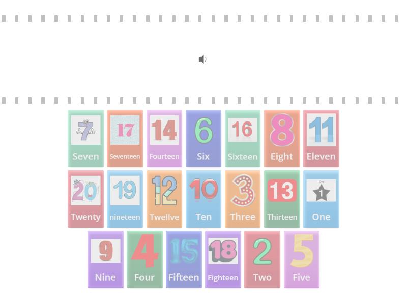NUMBER 1-20 GAME - Find the match