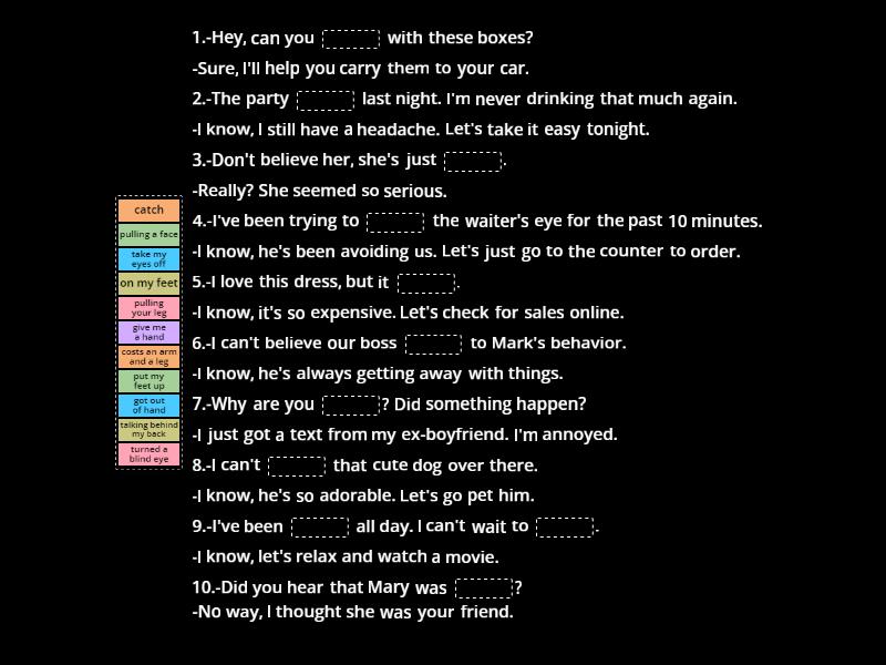 Fill in the gaps idioms - Complete the sentence