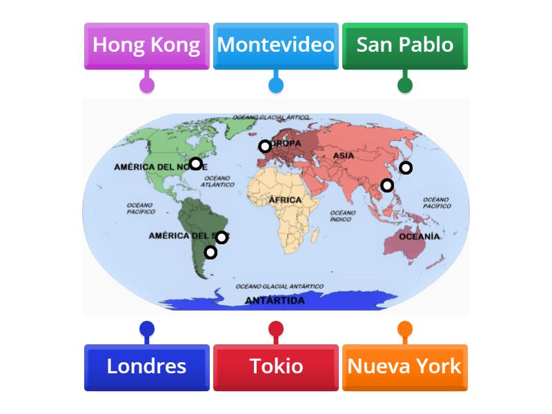 Ubica las metrópolis, megalópolis y ciudad global correspondientes ...