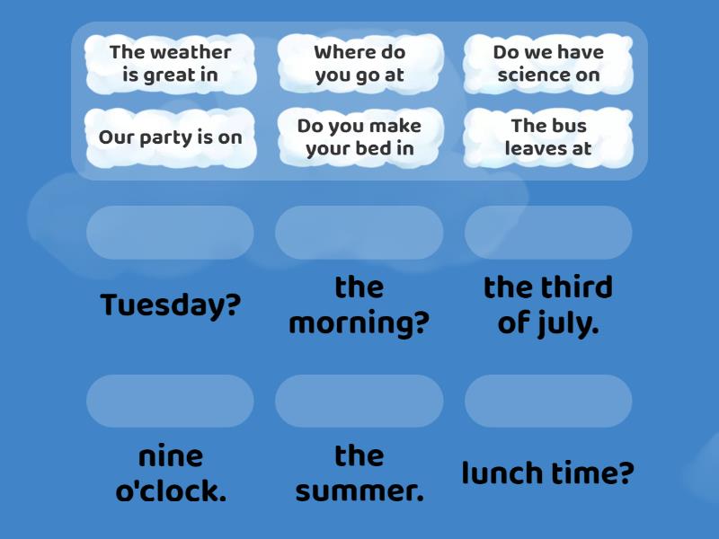 Prepositions of time - Match up