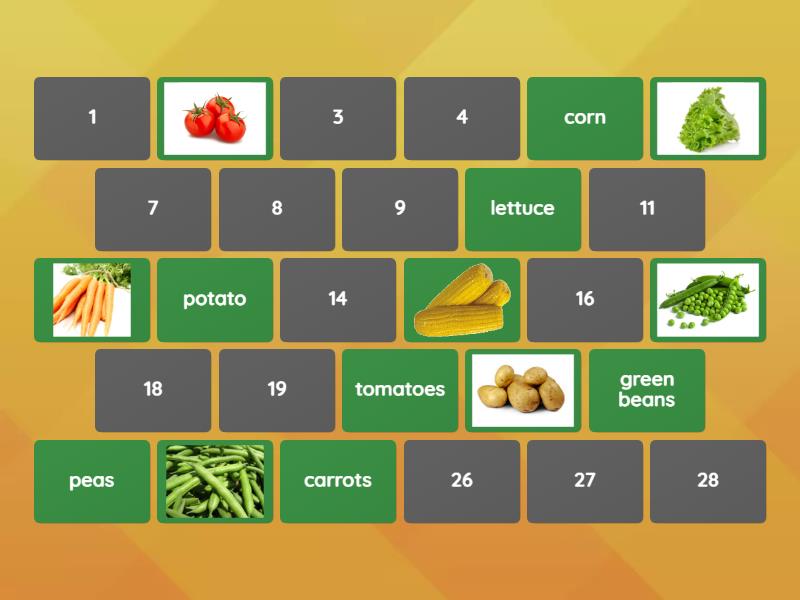 vegetables - Matching pairs