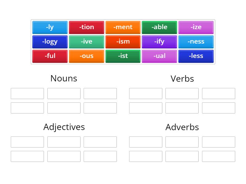 ESL 28 Chapter 6 Suffixes - Group sort