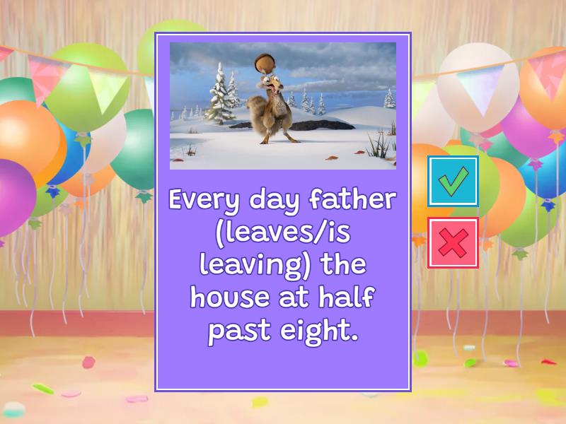 Present Simple or Present Continuous? - Flash cards