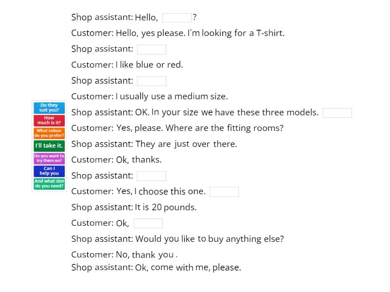 At a clothes shop - Complete the sentence