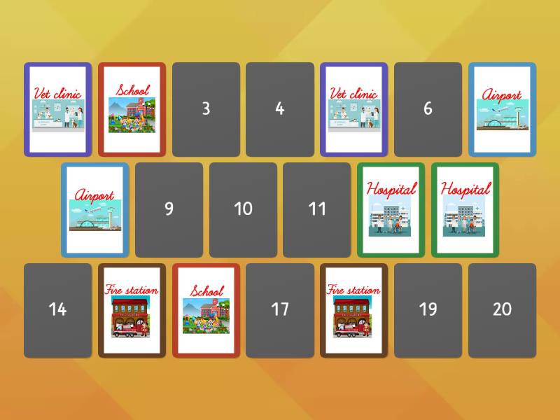 Places Memory game - Matching pairs