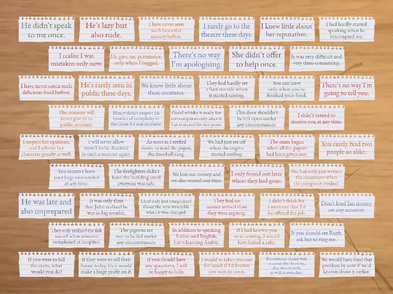 Inversion Rephrasing (+ Conditional Sentences) - Flip tiles