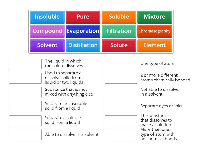 Separating Mixtures - Match up