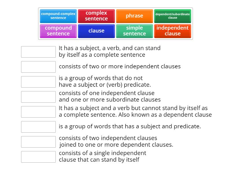 sentence structure game - Match up
