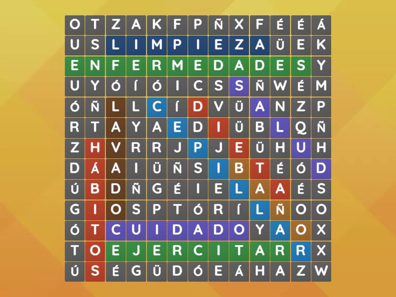 HIGIENE Y CUIDADO DEL CUERPO - Sopa de letras