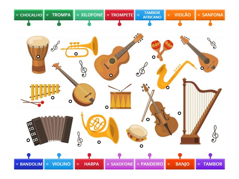 Ligue os Instrumentos Musicais - Imagem com legenda