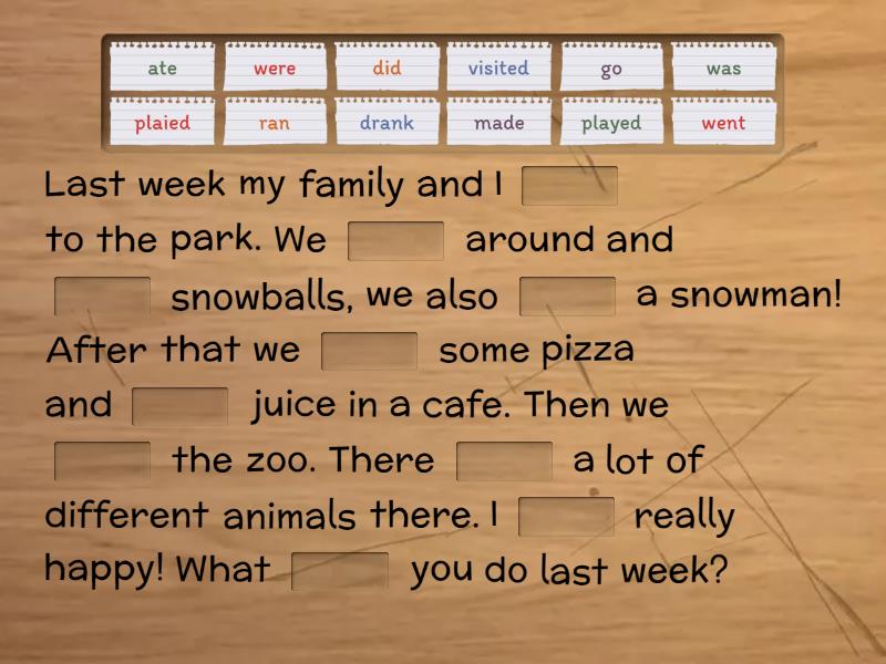 Past simple Fill in the gaps - Kata yang hilang