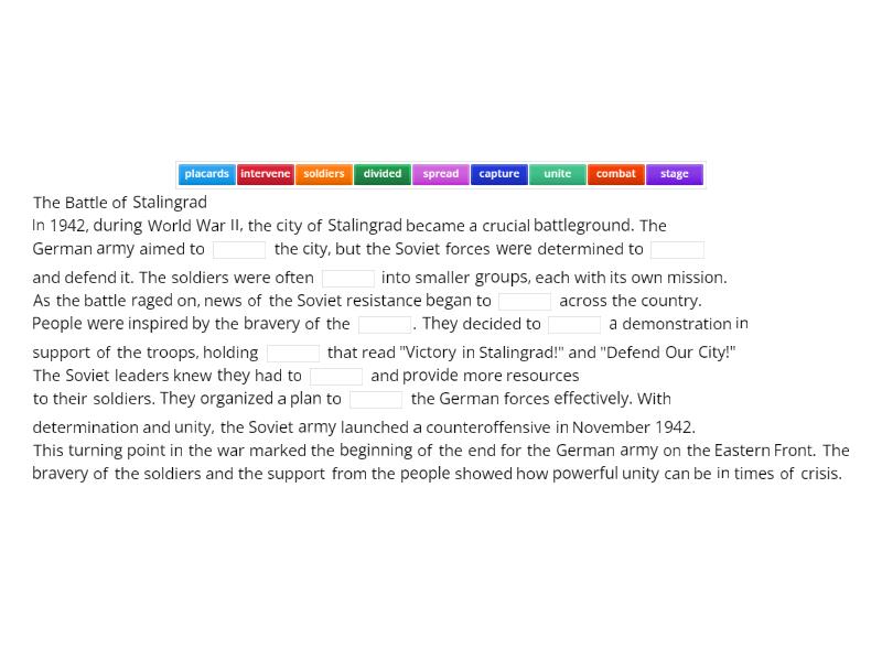 The Battle of Stalingrad - Complete the sentence