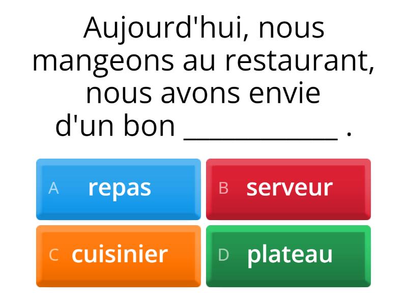 Au restaurant - Quiz