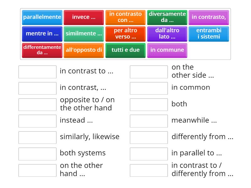Sentence starters - Comparing - Match up