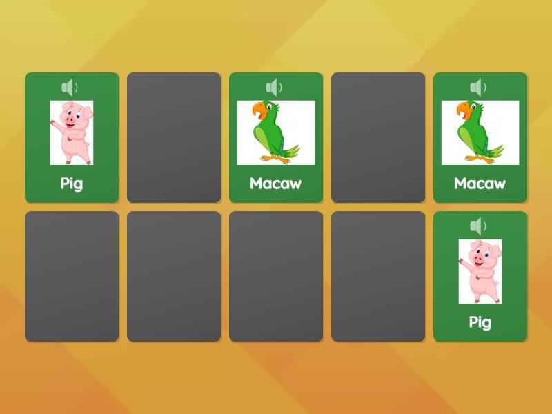 jogo da memoria de animais - Matching pairs