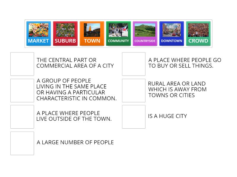 Unit1 WHAT MAKES YOUR COMMUNITY SPECIAL? VOCABULARY - Match up