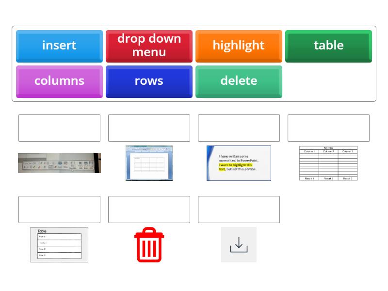 esl computer formatting vocab - Match up